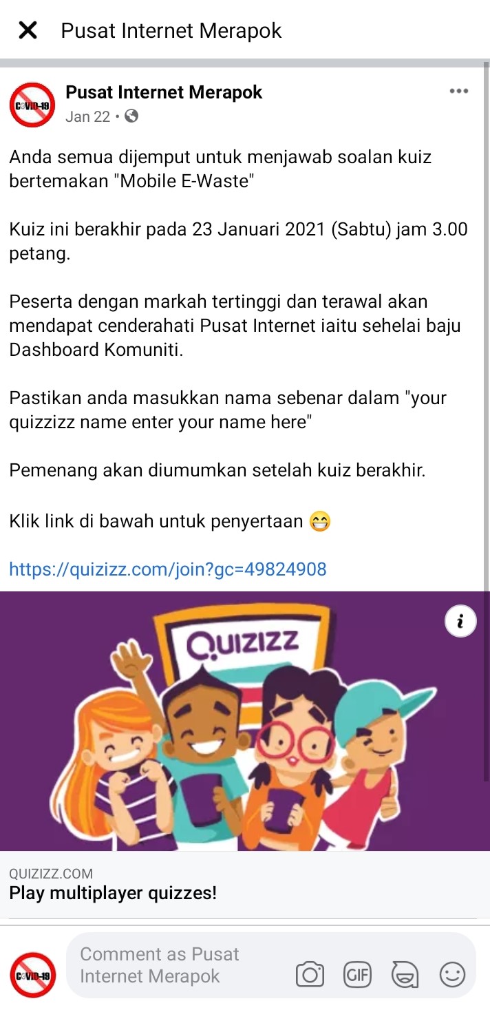E-Pembelajaran: Kuiz Online Mobile E-Waste – NADI Merapok